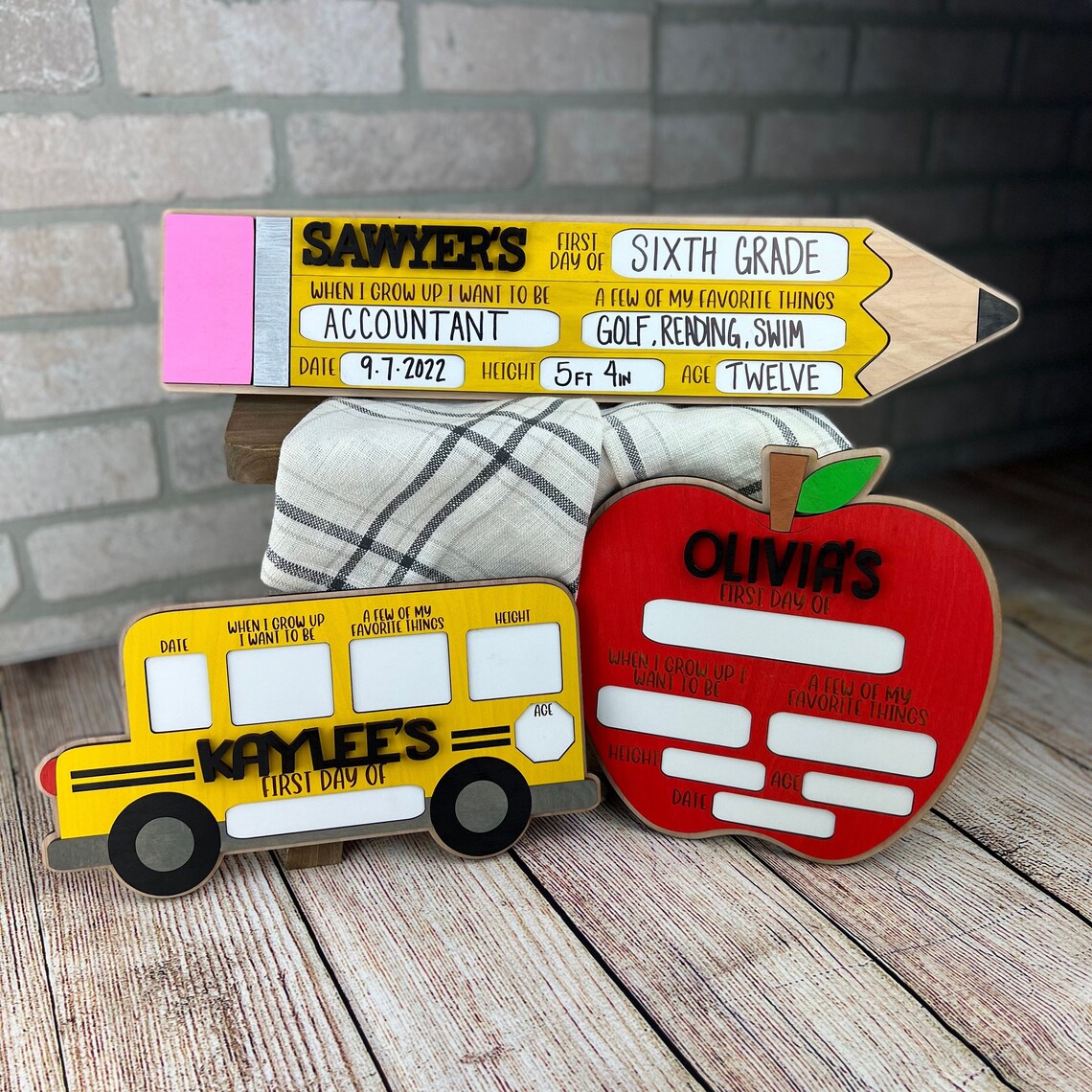 Back to School Sign Custom Personalized Multiple Kid White - Etsy