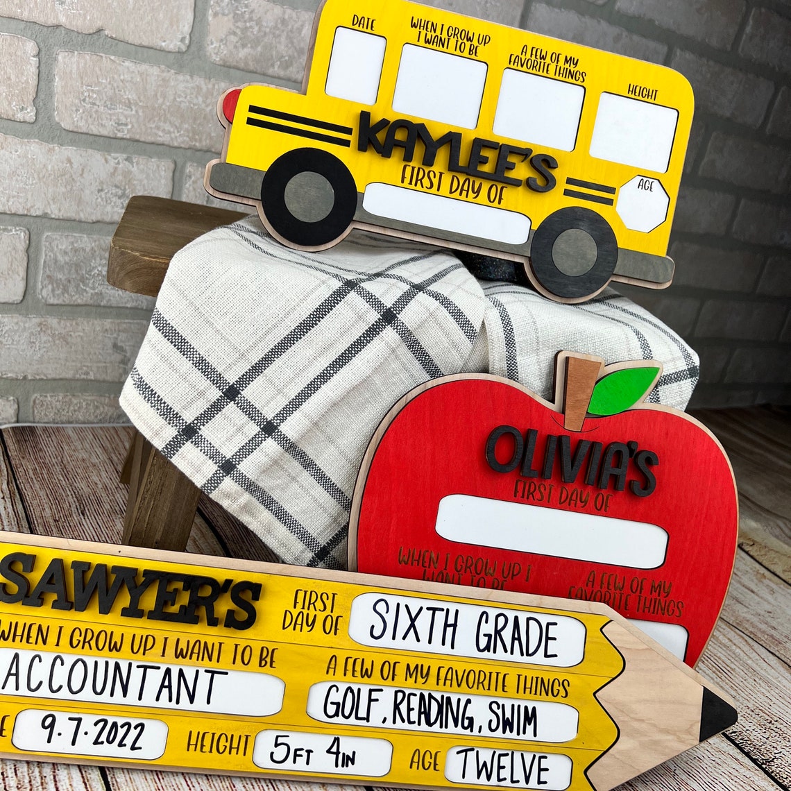 Back to School Sign Custom Personalized Multiple Kid White - Etsy