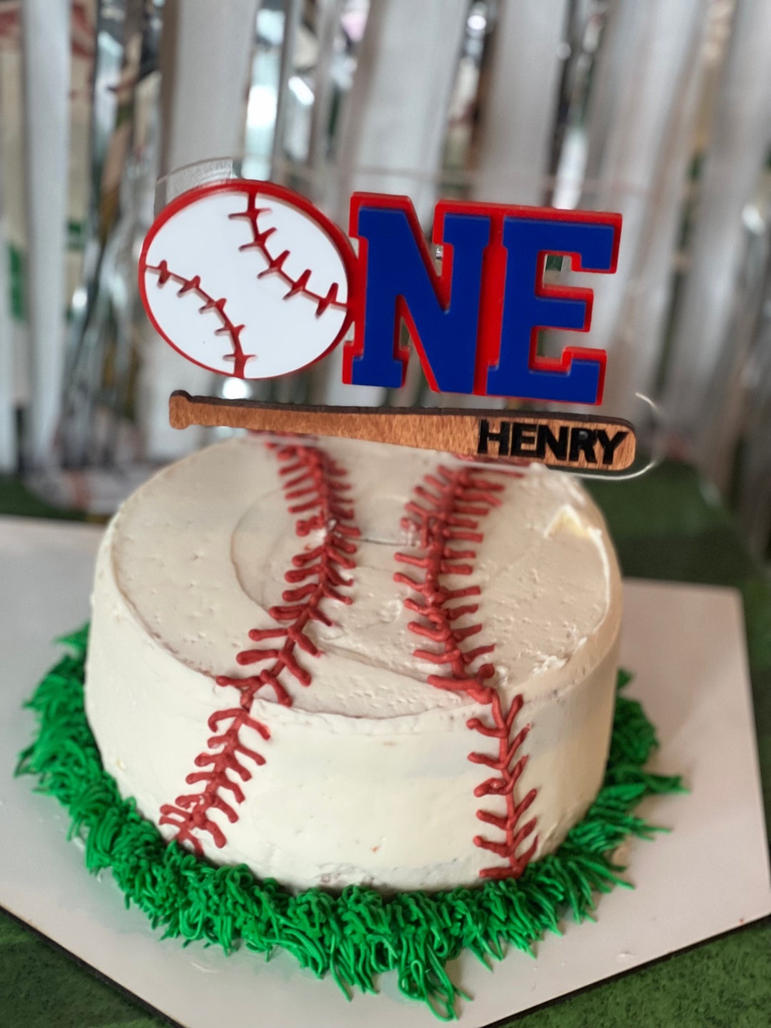 Personalized Baseball First Birthday Cake Topper: Rookie Year Party ...