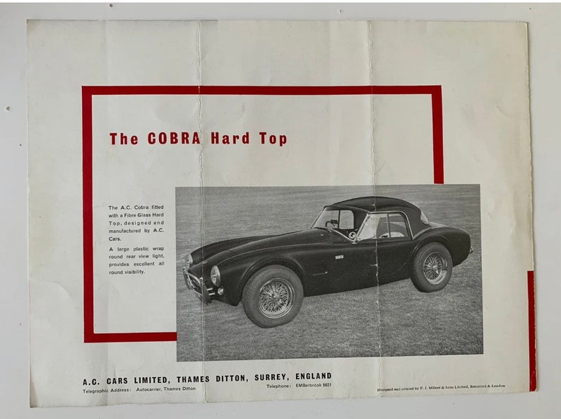 Original 1965 AC Cobra Brochure by A.C. Cars OF Thames Ditton - Etsy