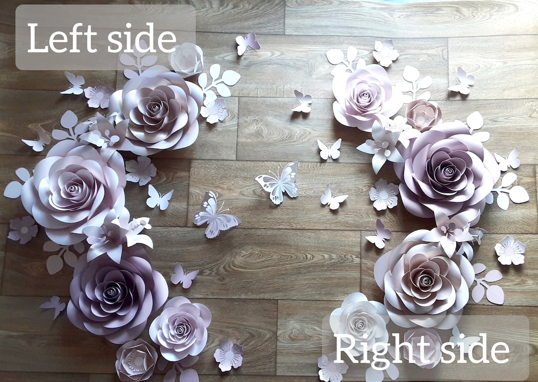 3D Paper Rose Wall Decor: Pink & Rose Gold Nursery Floral Arrangement ...