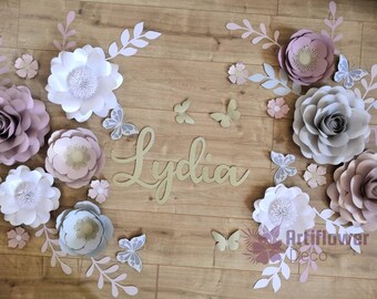 Paper Flower Wall Art With Name | Etsy
