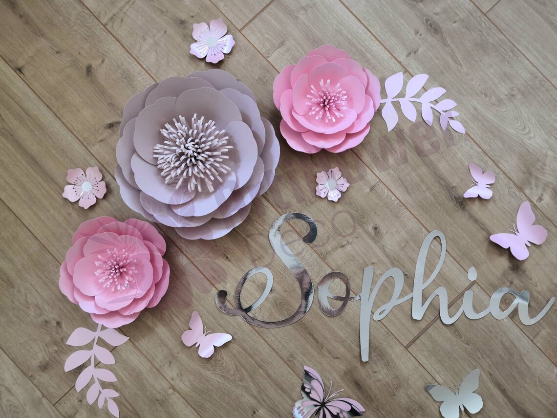 Personalised 3D Paper Flower Wall Art for Nursery in - Etsy UK