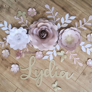 Rose Gold Paper Flower Wall Decor With Name/our New House/elegant House ...