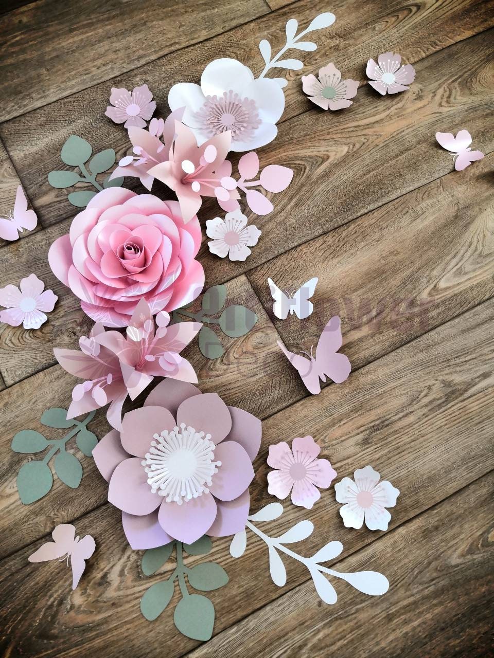 Elegant Paper Flower Wall Art for Nursery With Name various - Etsy