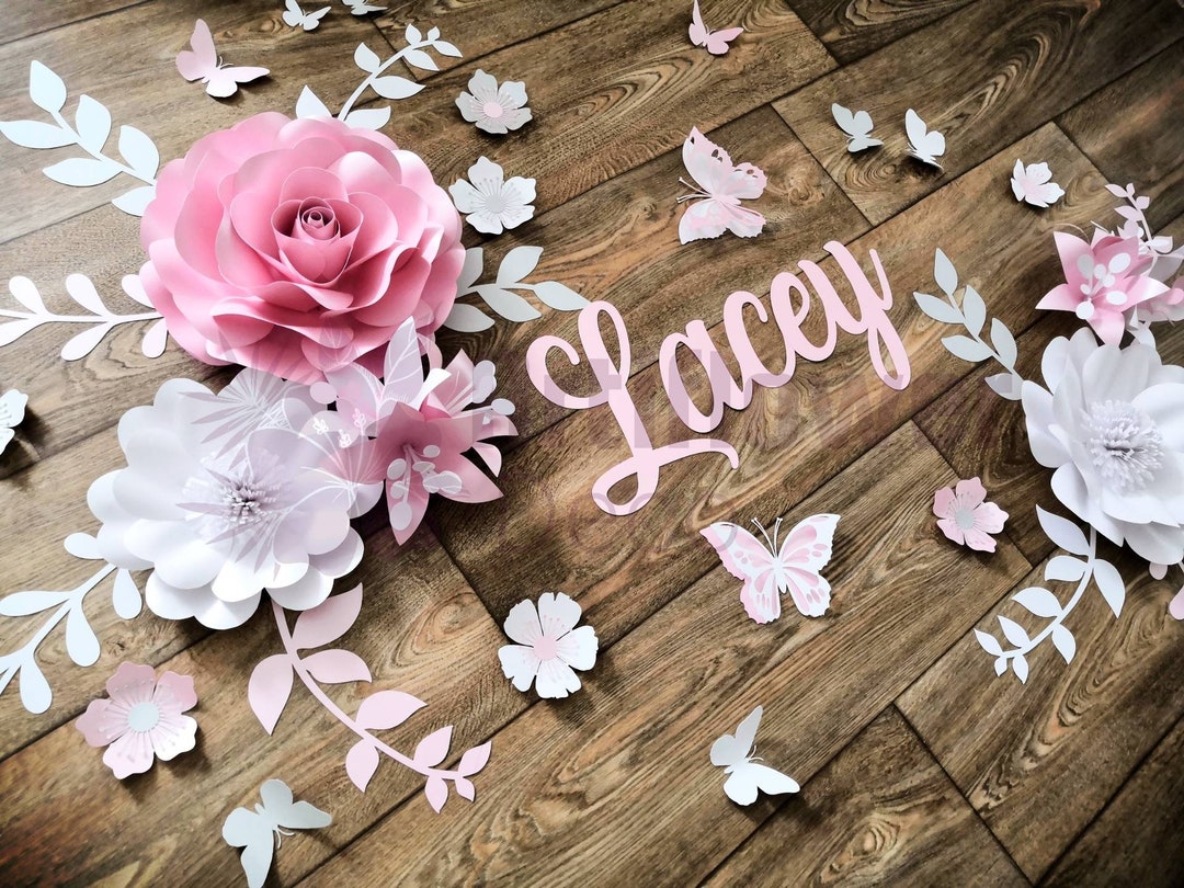 Pastel Pink & White Personalised 3D Paper Flower Wall Art for - Etsy