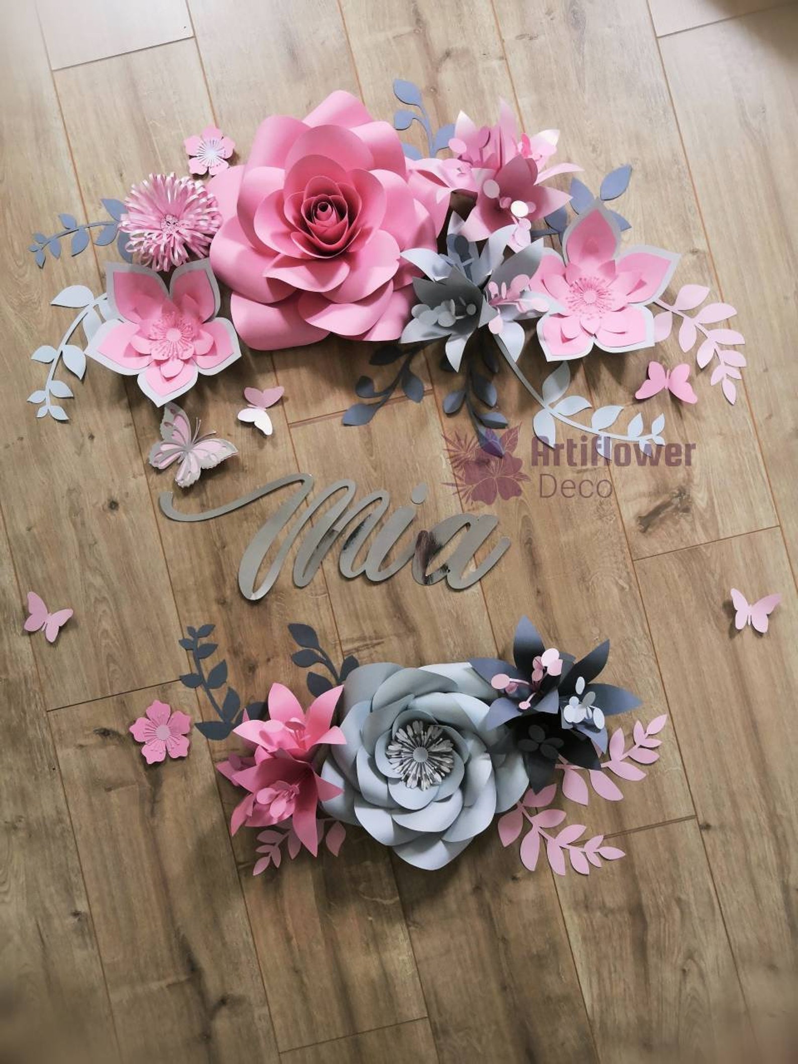 Paper Flower Wall Art With Name | Etsy