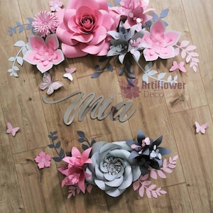 Paper Flower Wall Art With Name Personalised With Name Sign - Etsy UK