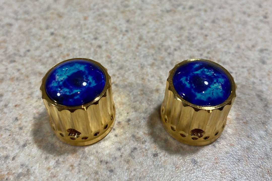Gold Plated Steel Guitar Knob With Glass Insert pair - Etsy