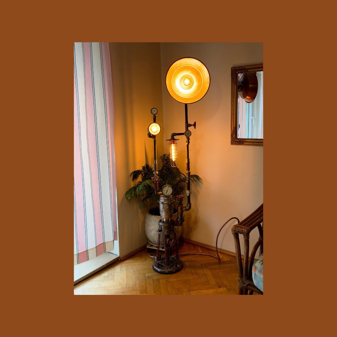 Steampunk Standing Lamp | Industrial Edison Lights Lamp | Handmade and ...