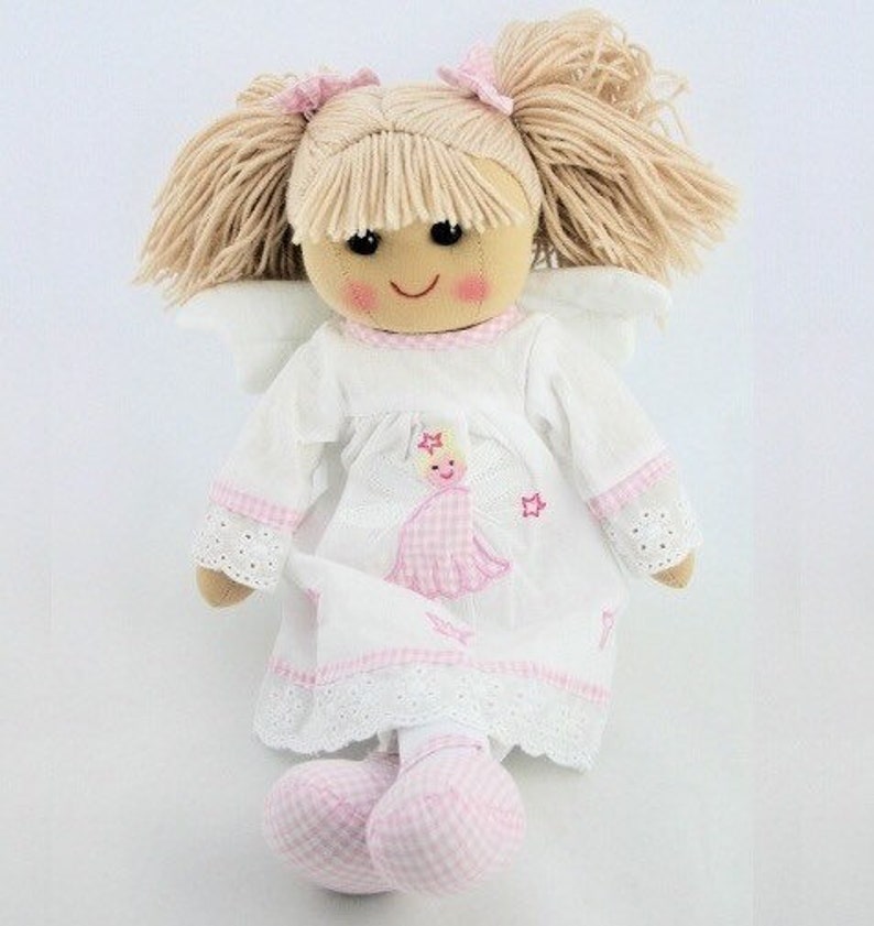 Personalised Angel Rag Doll With Beautiful White and Pale Pink - Etsy