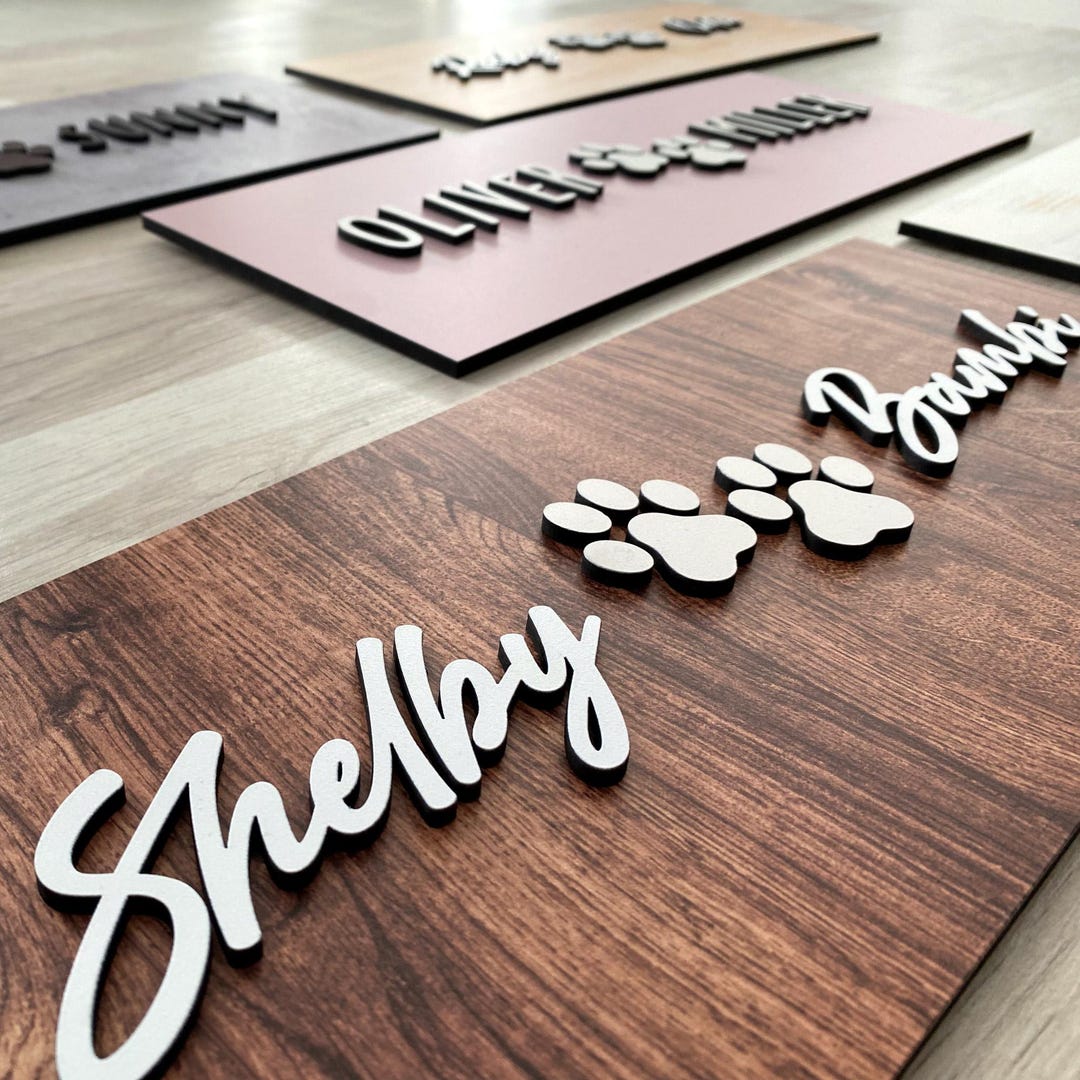 Personalized Dog Cat Wood Name Sign for Two Pet Sign Gift Home Decor ...
