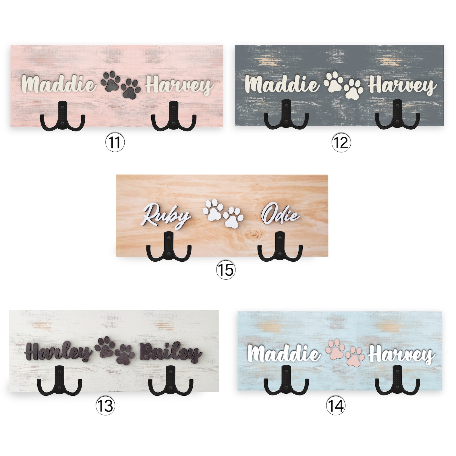 Personalized Dog Wood Leash Holder for 2 or 3 Dogs Sign Leash - Etsy
