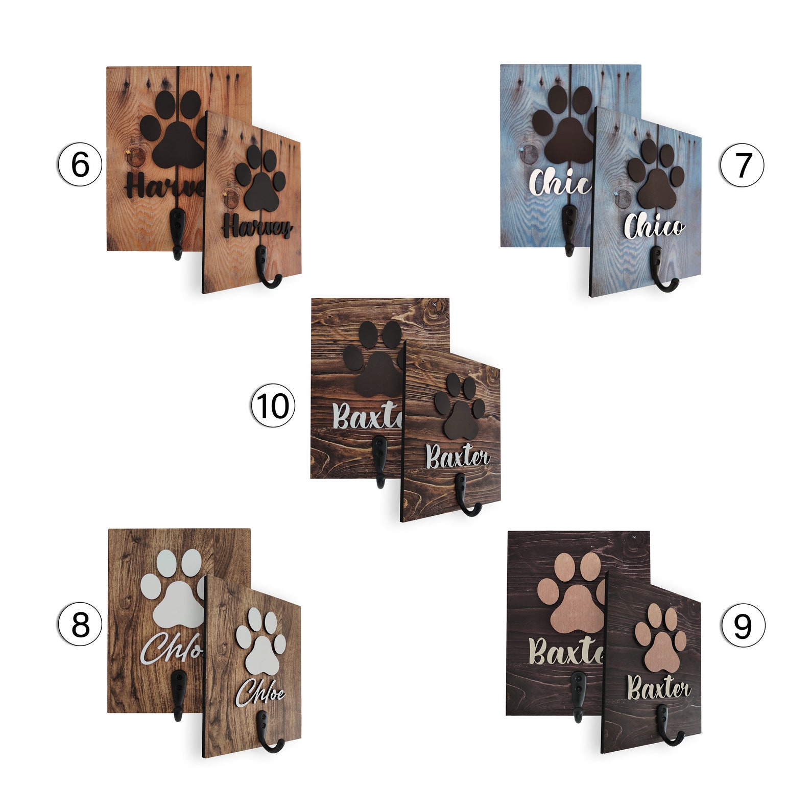 Personalized Dog Wood Leash Holder Dog Sign Leash Hook Collar Holder ...