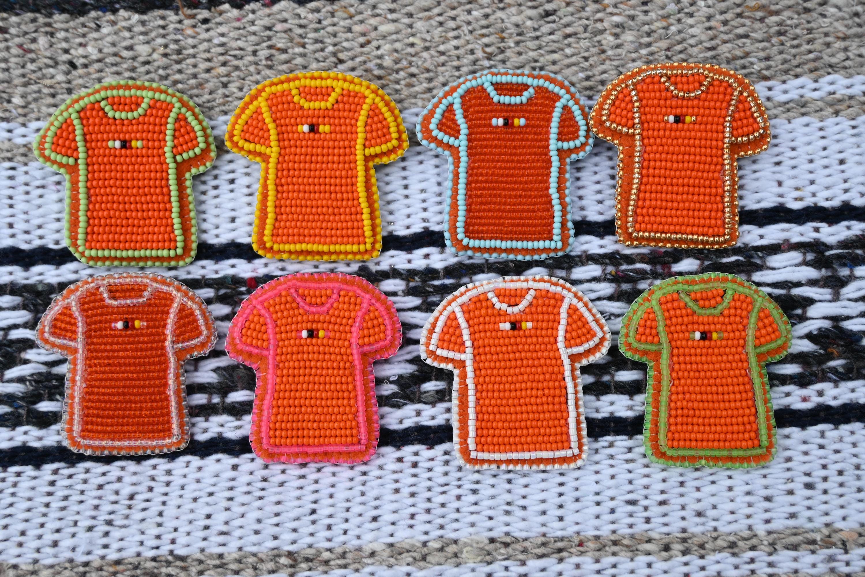 Beaded Orange T-shirt Pin - Etsy Canada