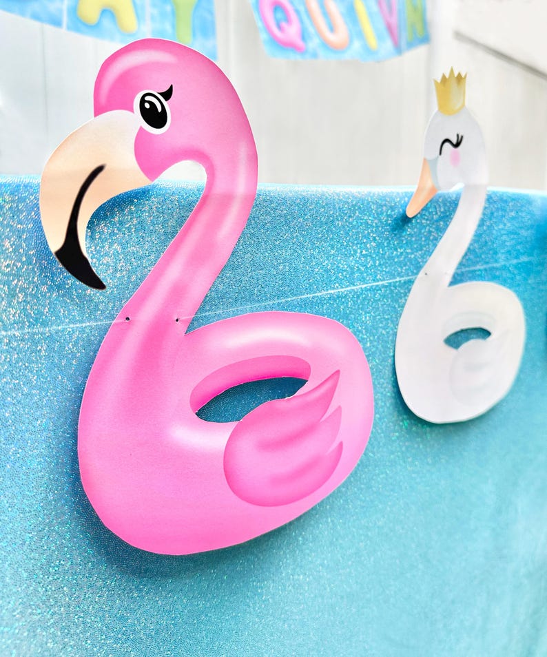 Swan Pool Float Garland PRINTABLE, Pool Floatie Party Banner, Swan ...