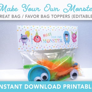Make Your Own Monster Tag PRINTABLE, Make A Monster Bag Topper Label ...