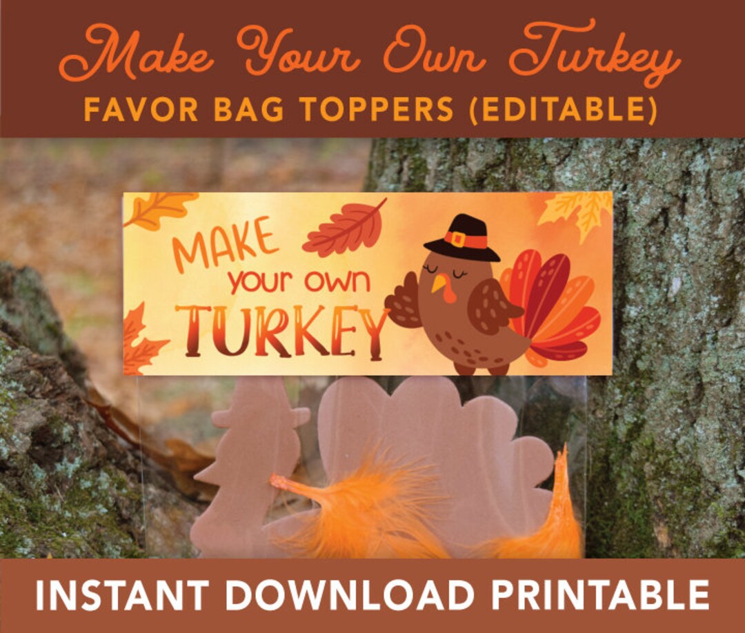 Make Your Own Turkey PRINTABLE Play Dough Turkey Favor Topper ...