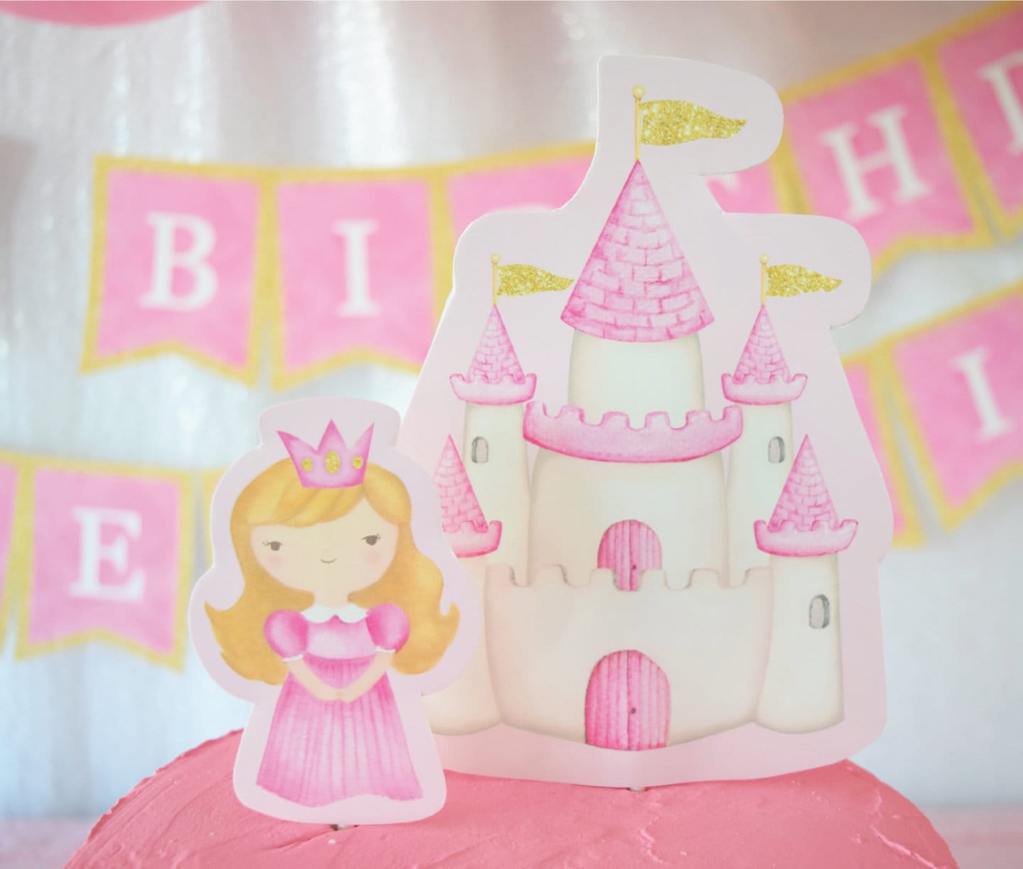 Princess Birthday Cake Topper PRINTABLE Princess Birthday | Etsy