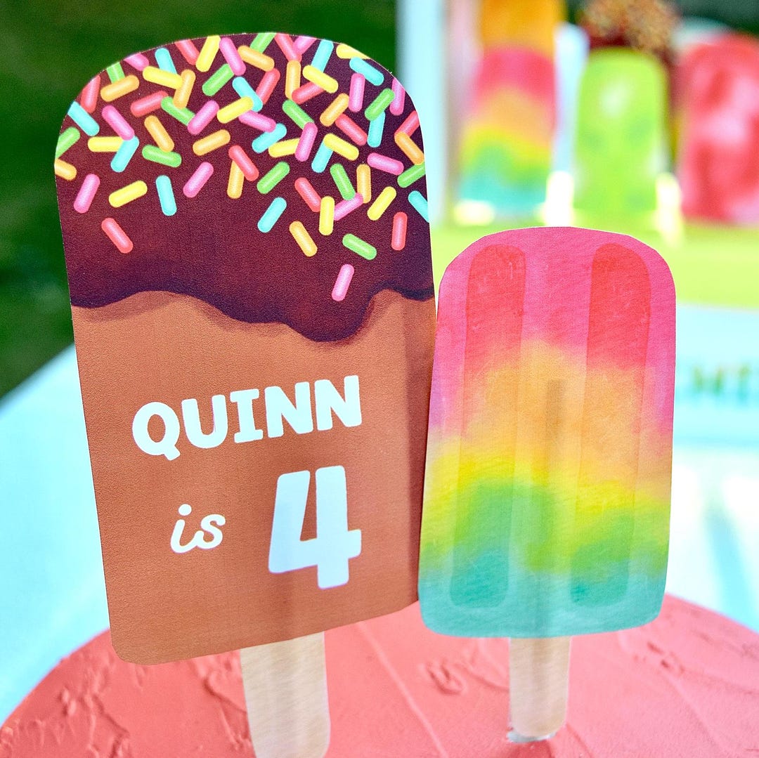 Ice Pop Cake Topper PRINTABLE, Popsicle Birthday Party Decoration ...