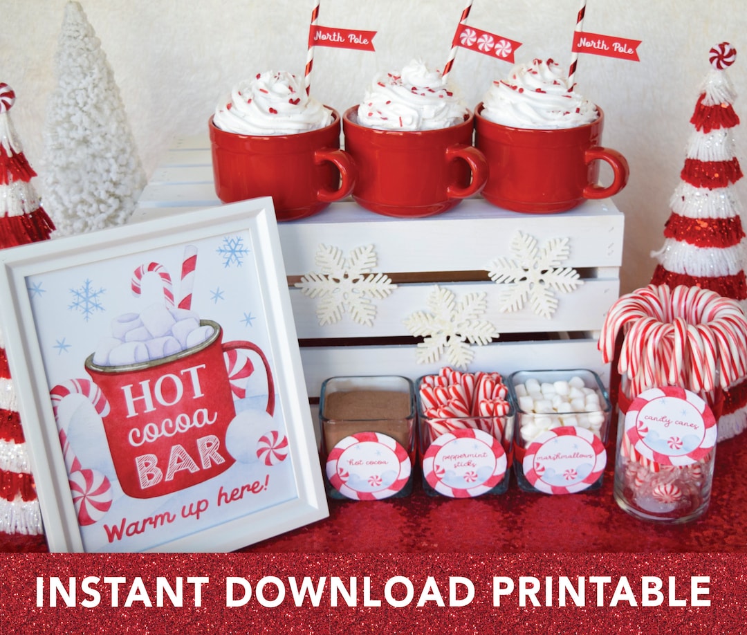 Hot Chocolate Bar Kit PRINTABLE, Hot Cocoa Bar, Christmas Hot Chocolate ...