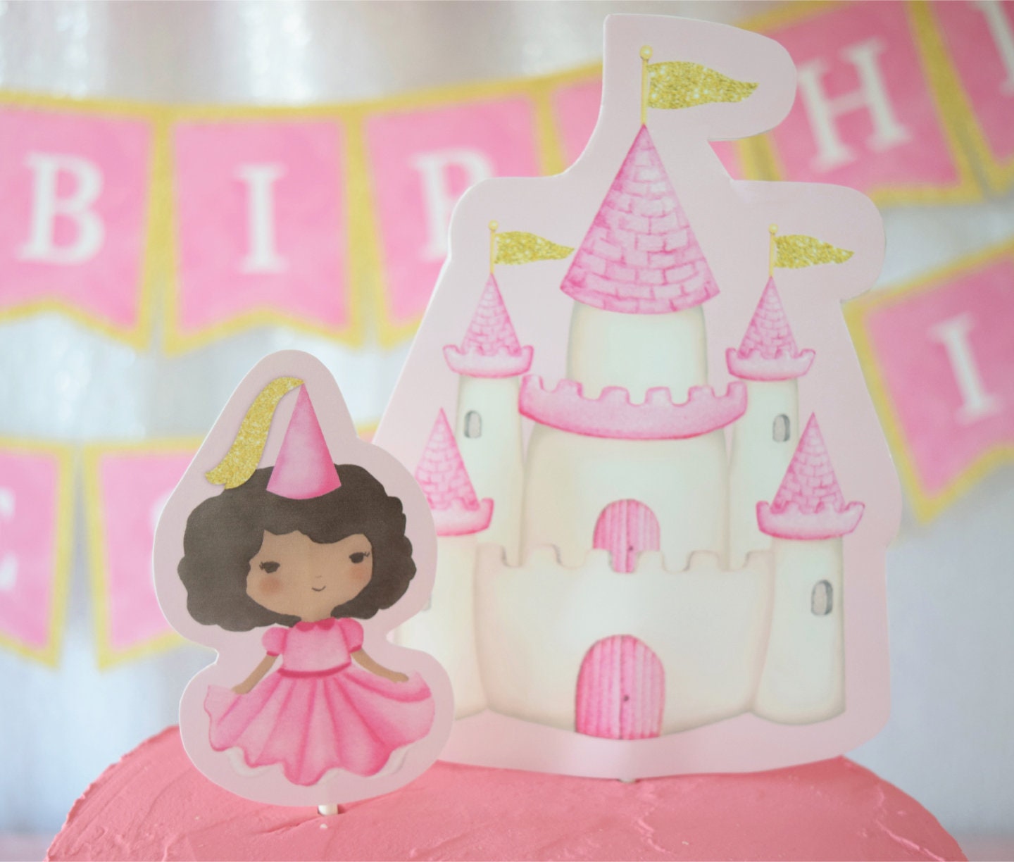 Princess Birthday Cake Topper PRINTABLE Princess Birthday | Etsy
