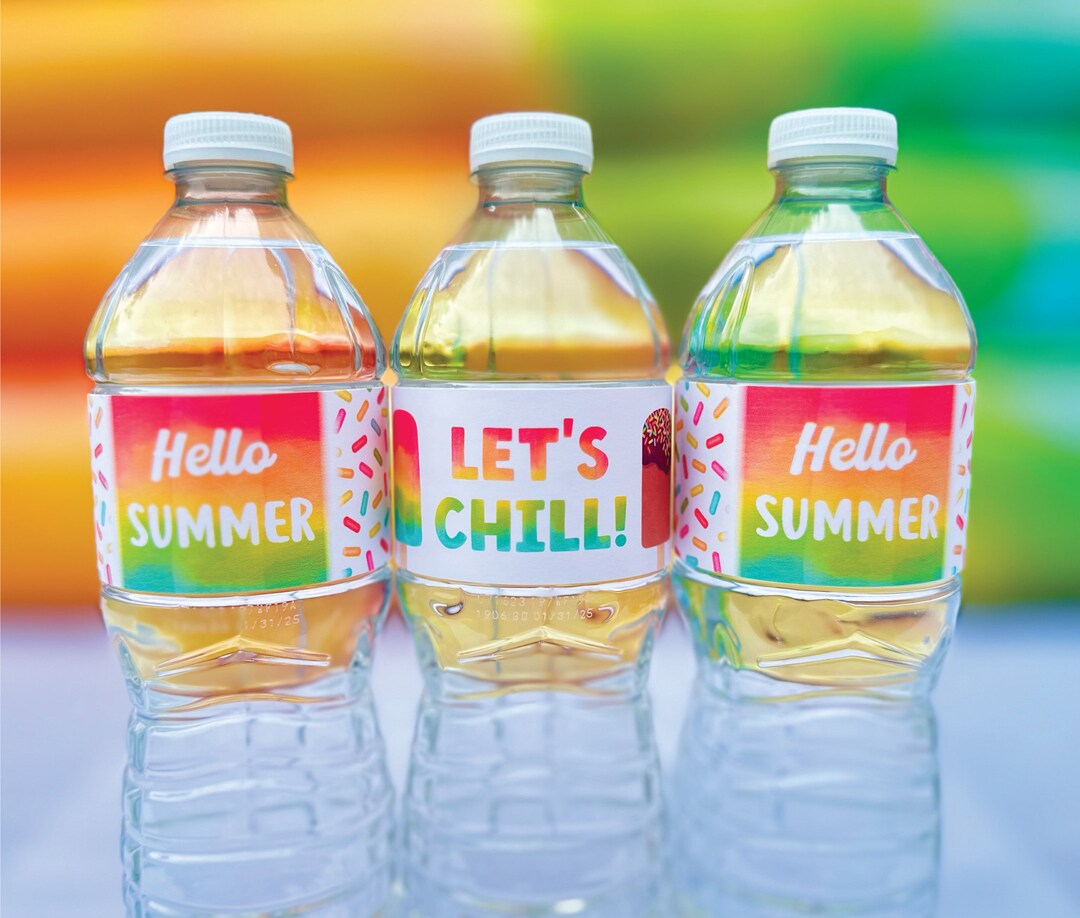 Hello Summer Water Bottle Label Wrapper PRINTABLE, Popsicle Sprinkles ...