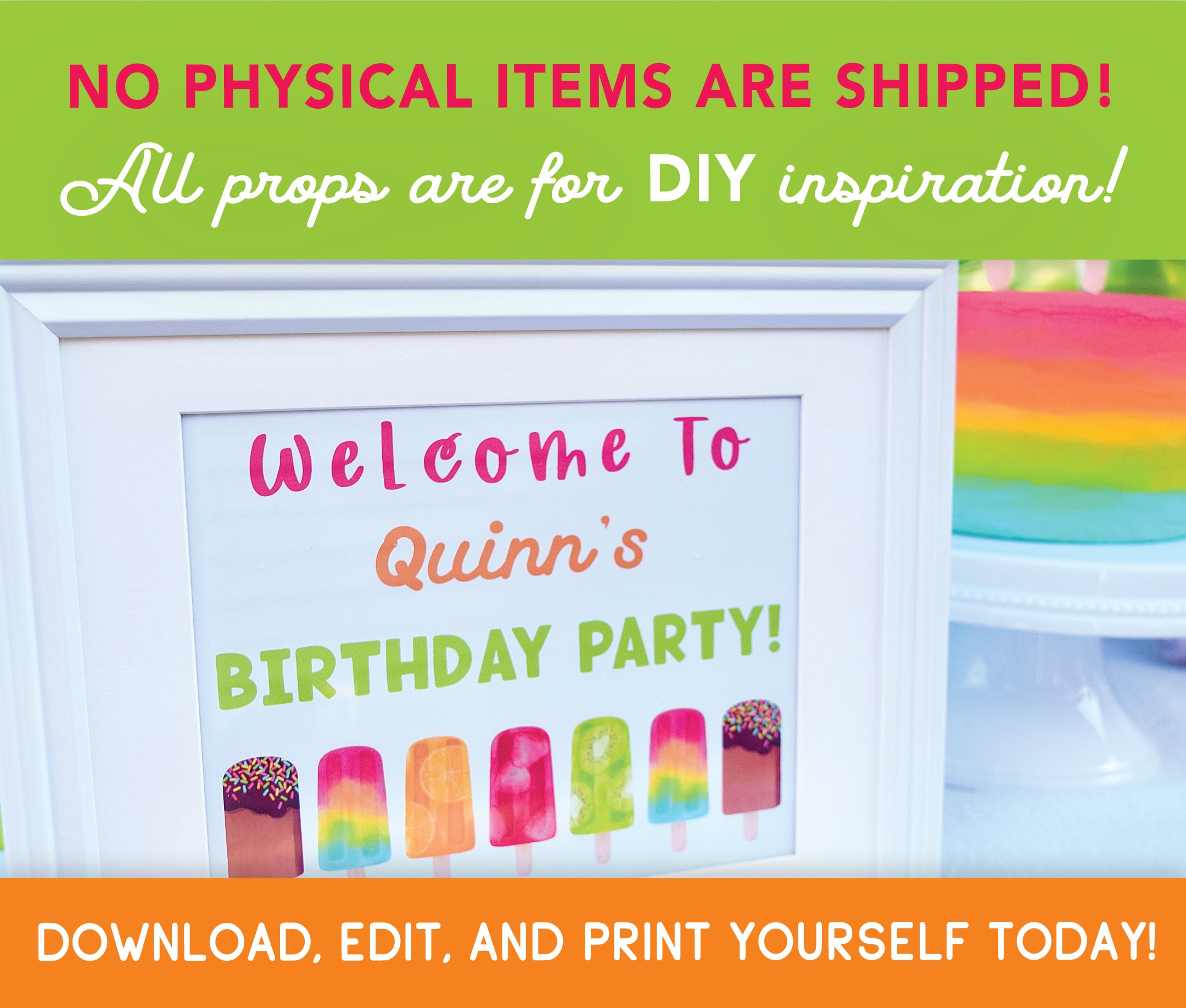 Popsicle Birthday Party Welcome Sign PRINTABLE, Ice Pop Birthday Party ...