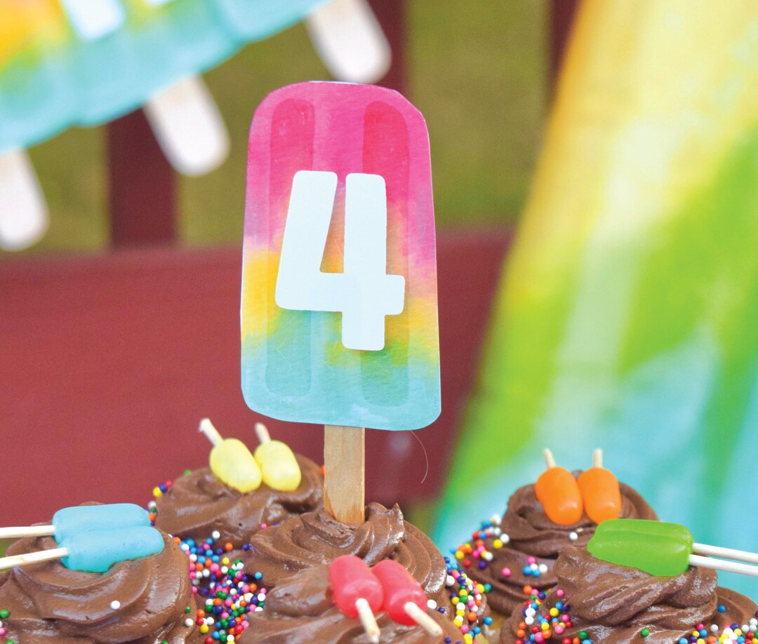 Popsicle Cupcake Toppers and Wrappers PRINTABLE, Ice Pop Birthday Party ...