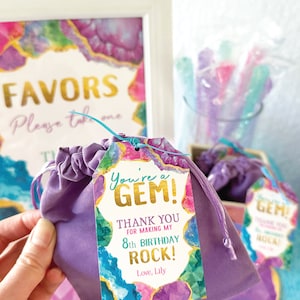 Gemstone Favor Tag PRINTABLE, Gemstone Birthday Party Gift Tag, "you're ...