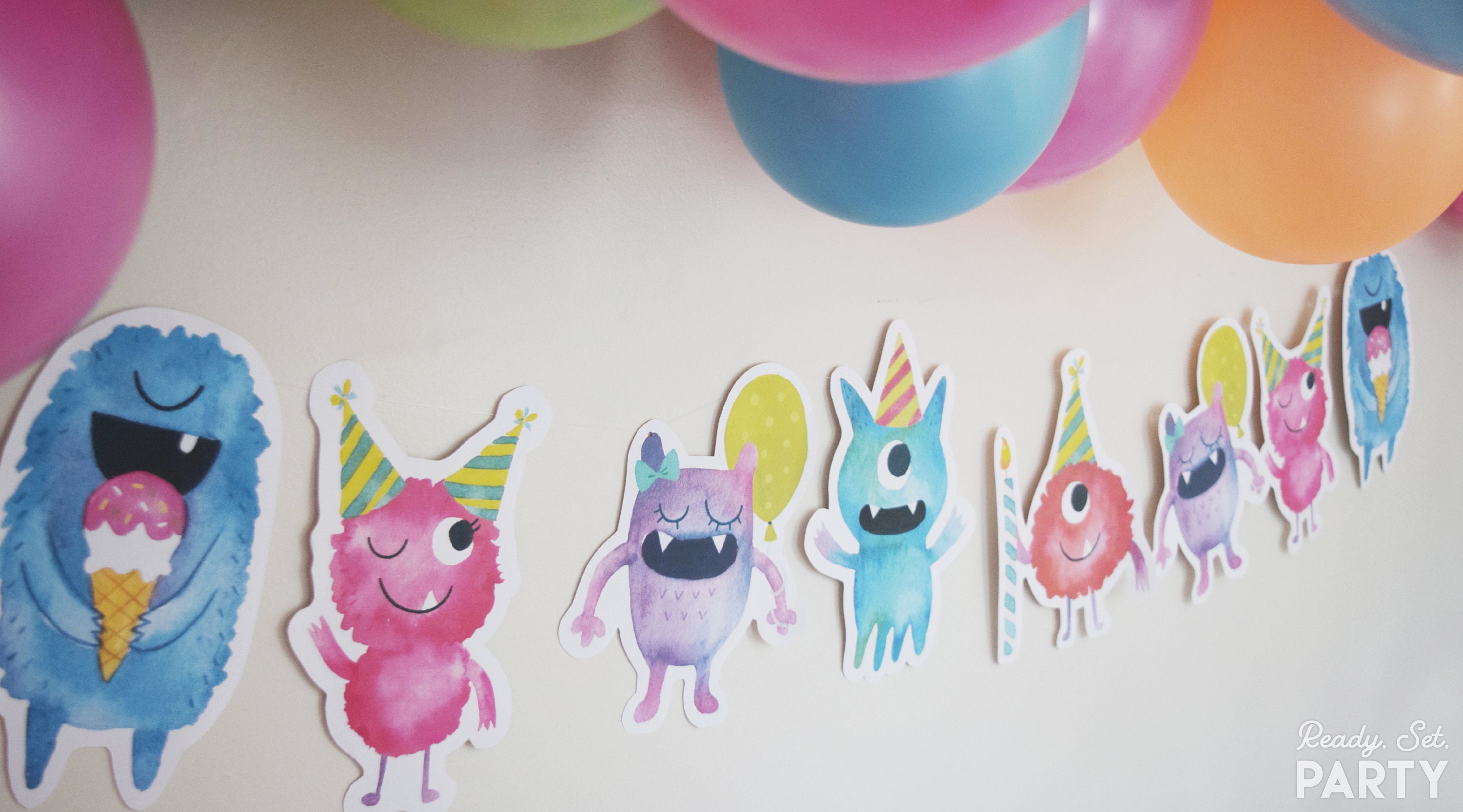 Monster Birthday Party Banner PRINTABLE, Little Monster 1st Birthday ...