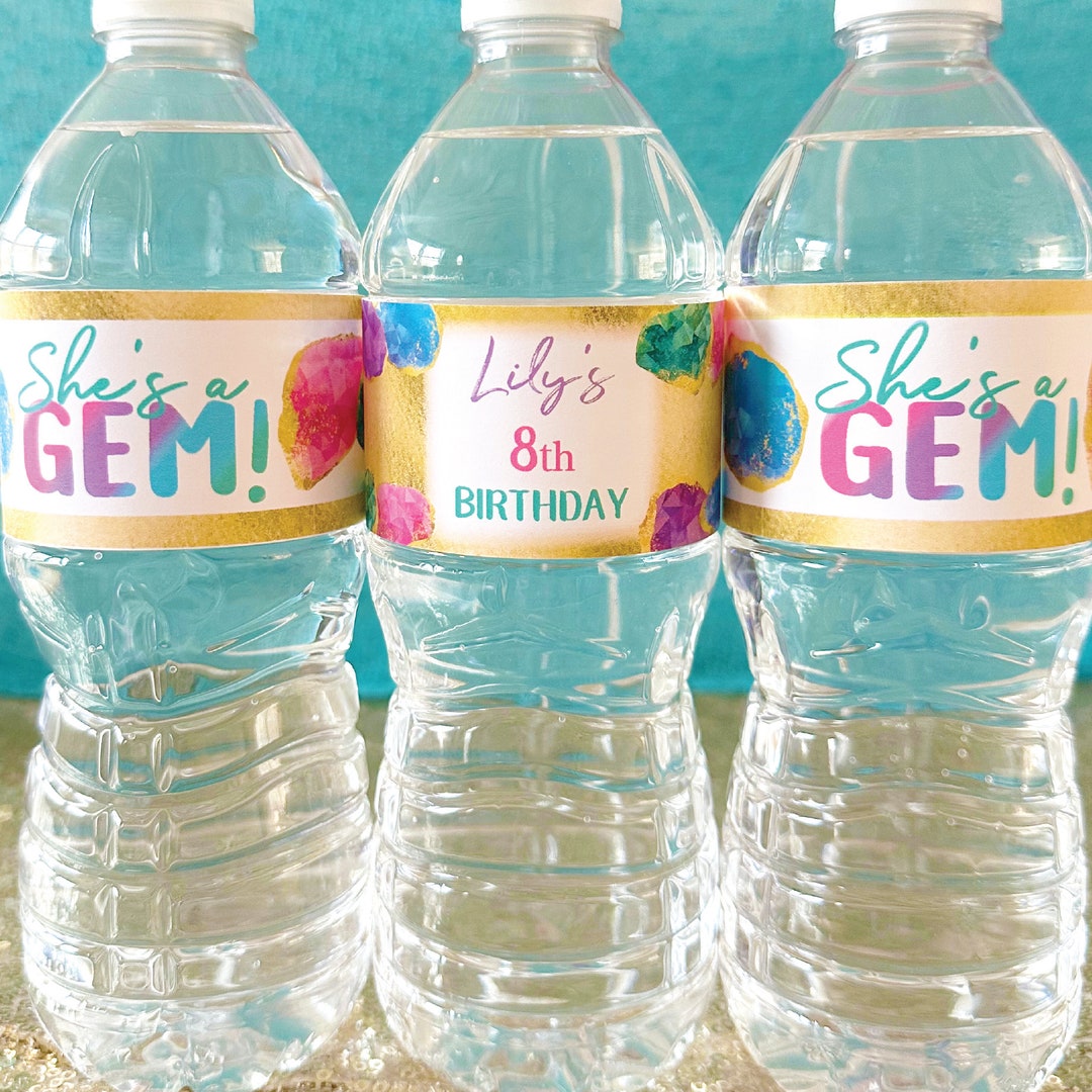 Gemstone Water Bottle Label Wrapper PRINTABLE, "she's A Gem" Birthday ...