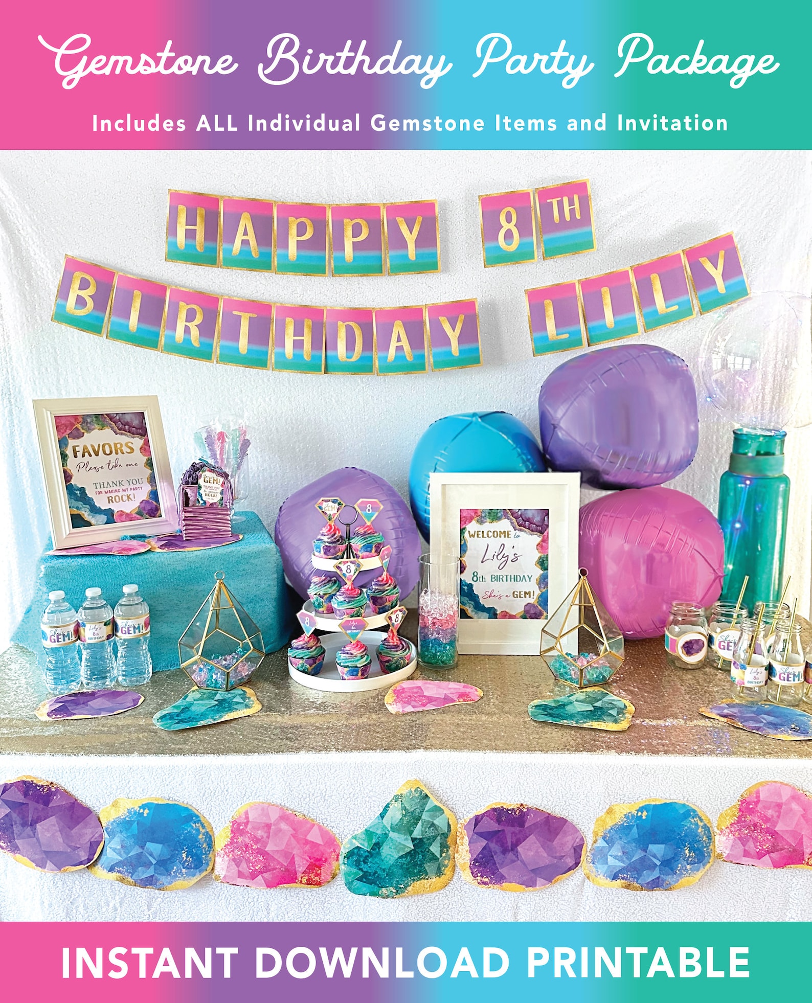 Gemstone Birthday Party Package PRINTABLE, "she's A Gem" Birthday Party ...