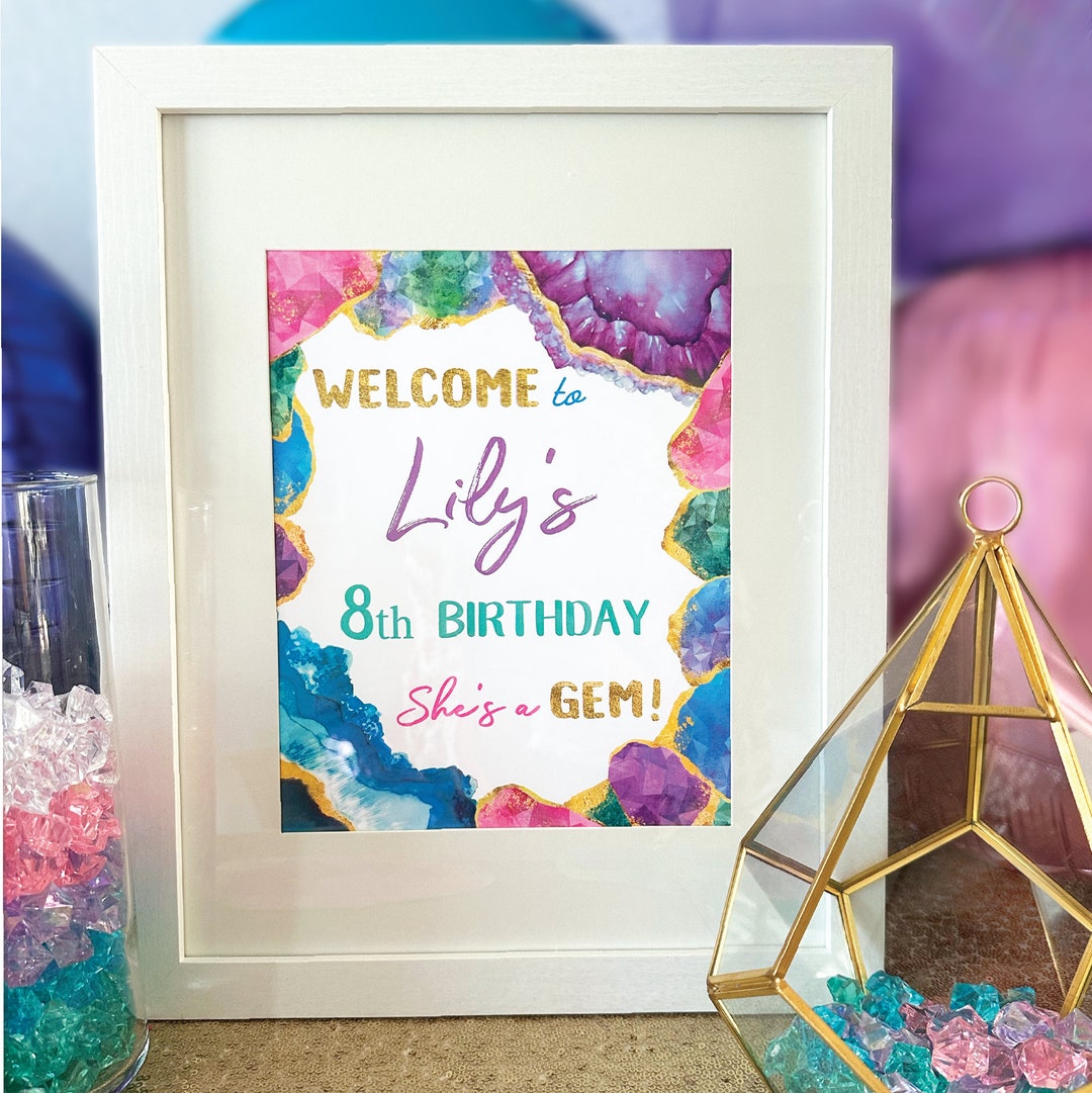 Gemstone Birthday Party Welcome Sign PRINTABLE, "she's A Gem" Party ...
