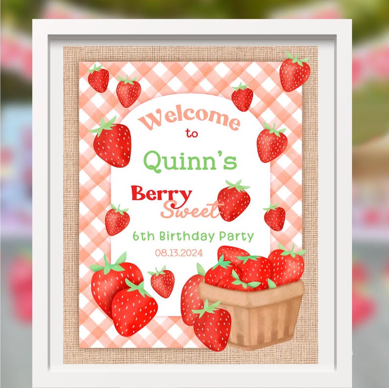 Berry Sweet Welcome Sign PRINTABLE, Strawberry Birthday Party ...