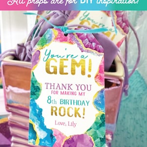 Gemstone Favor Tag PRINTABLE, Gemstone Birthday Party Gift Tag, "you're ...