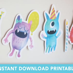 Monster Birthday Party Banner PRINTABLE, Little Monster 1st Birthday ...