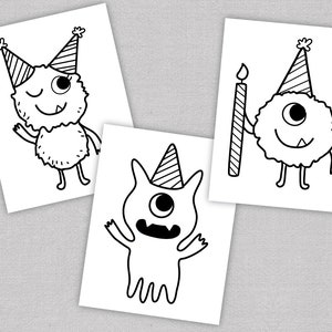 Little Monsters Coloring Pages PRINTABLE, Monster Birthday Party ...