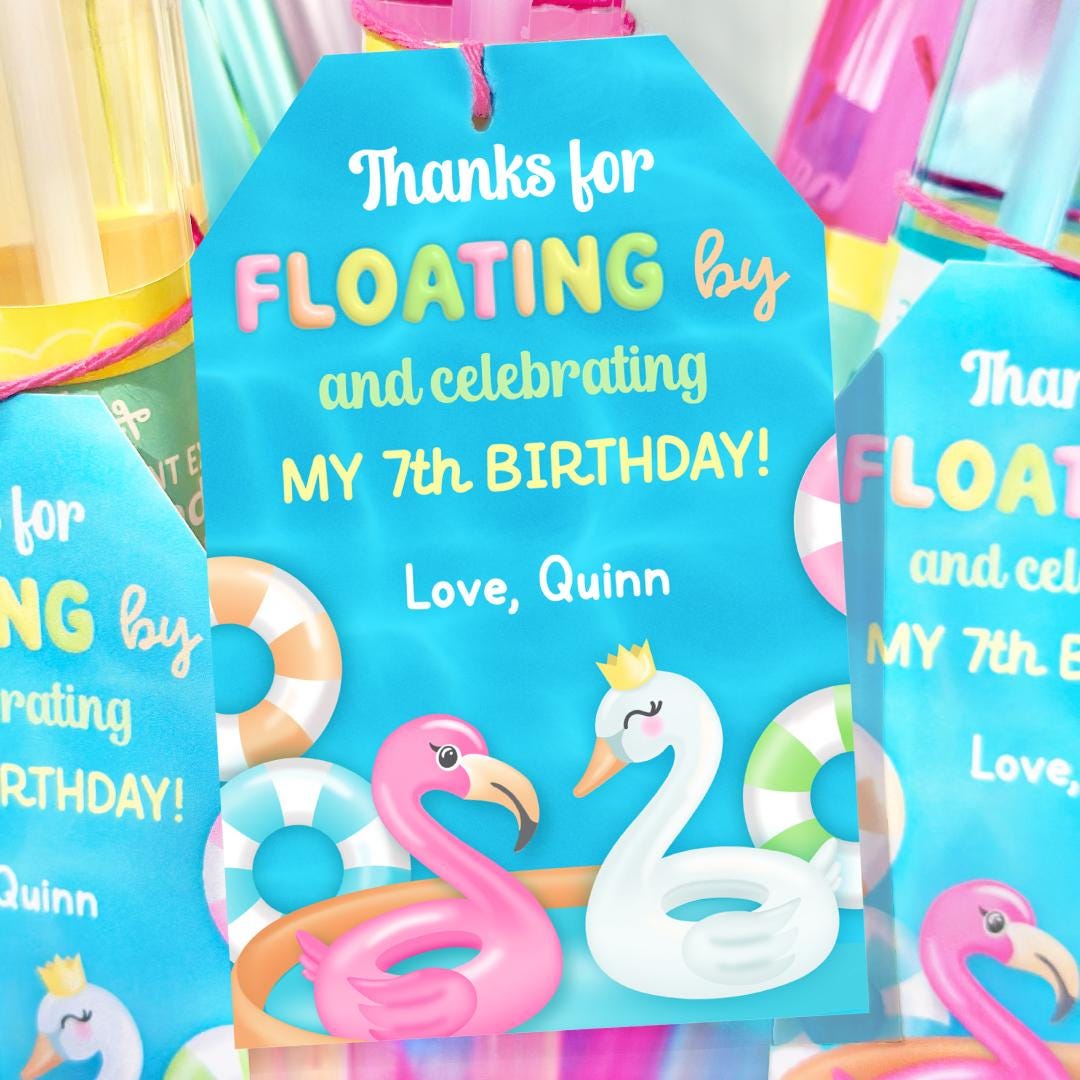 Pool Floatie Favor Tag PRINTABLE, Pool Party Birthday Favor Sign, Pool ...