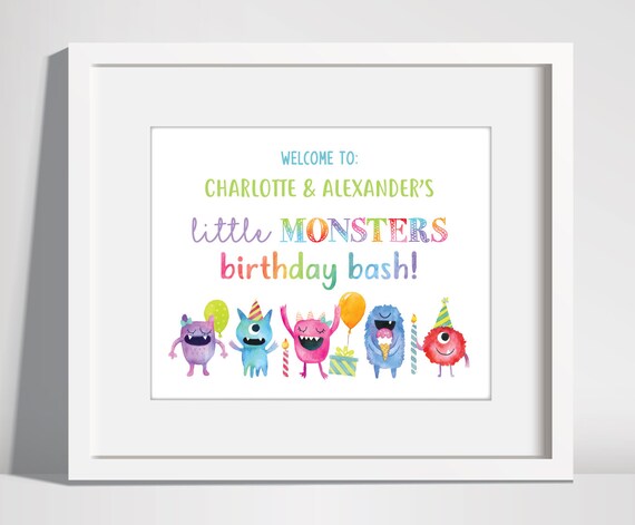 Little Monster Welcome Sign PRINTABLE Monster Birthday Party | Etsy