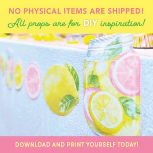 Pink Lemonade Garland Banner PRINTABLE, Pink Lemonade Birthday Party ...