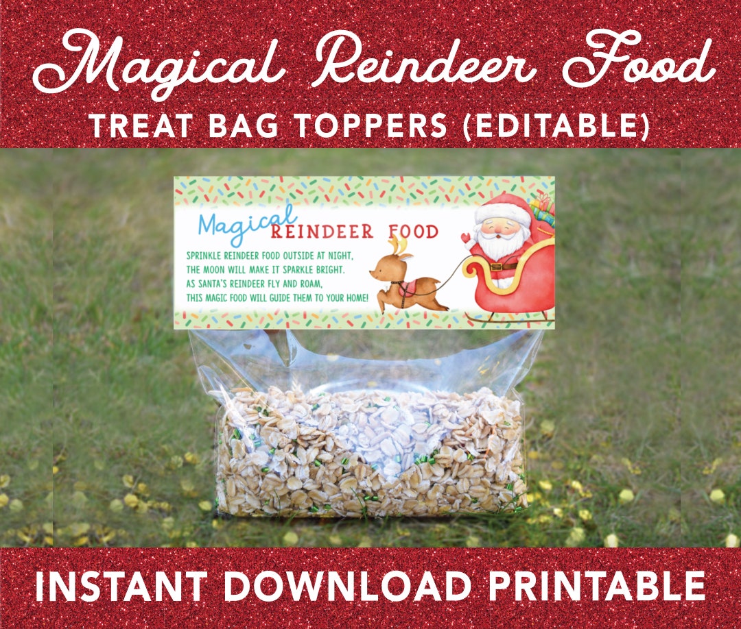 Reindeer Food Bag Topper PRINTABLE, Magic Reindeer Food Tag, Magical ...