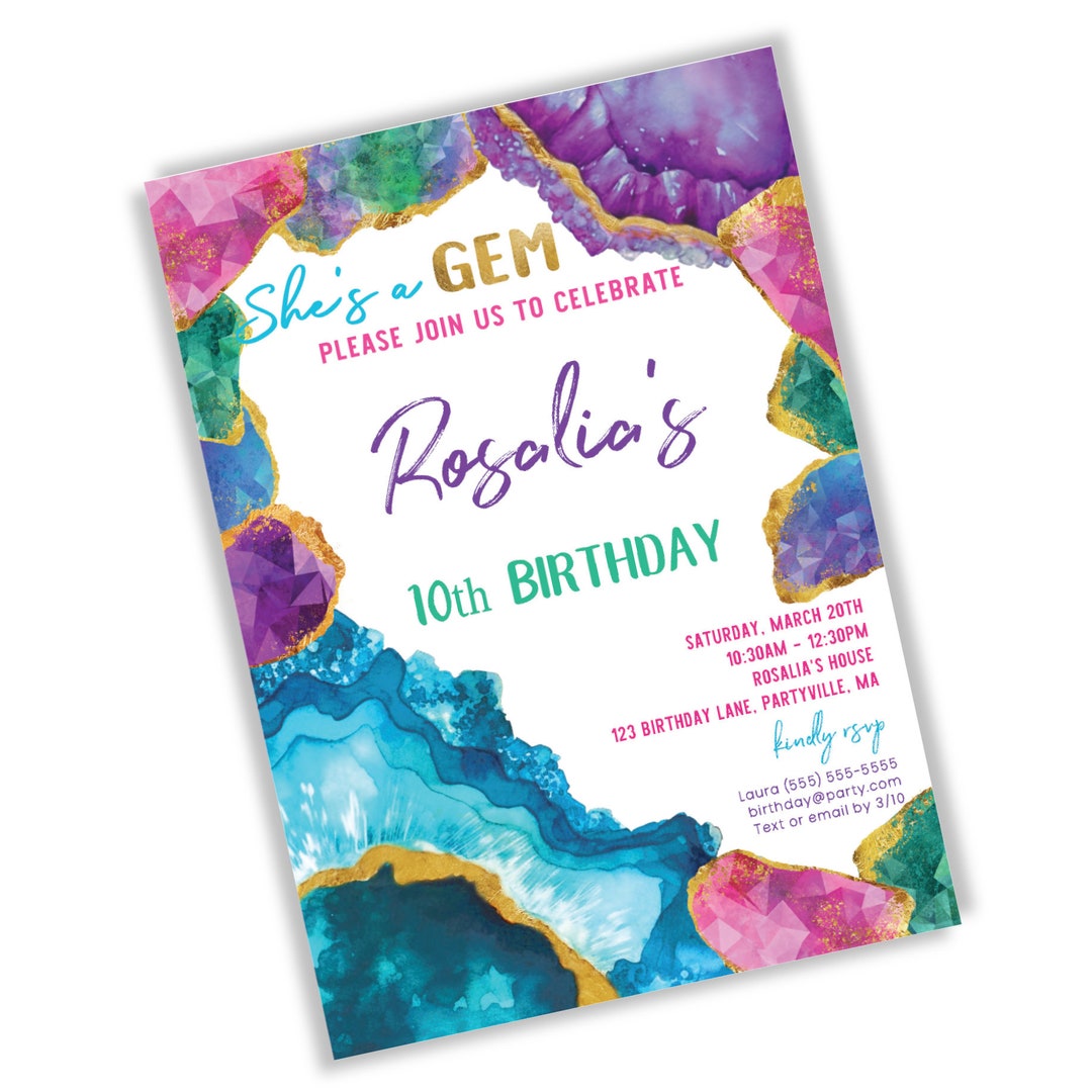 Gemstone Birthday Party Invitation PRINTABLE, "she's A Gem" Birthday ...
