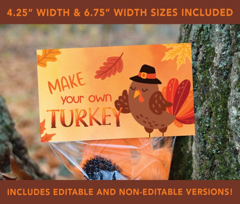 Make Your Own Turkey PRINTABLE | Play Dough Turkey Favor Topper ...