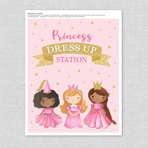 Princess Dress up Station Sign PRINTABLE, Princess Birthday Party ...