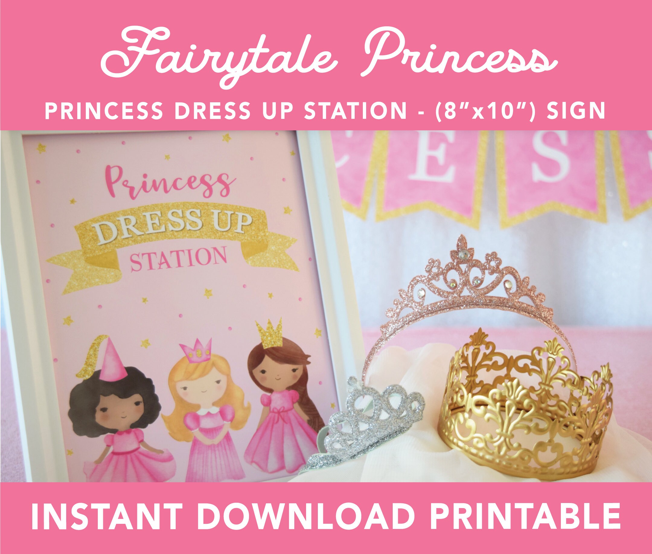 Princess Dress up Station Sign PRINTABLE, Princess Birthday Party ...