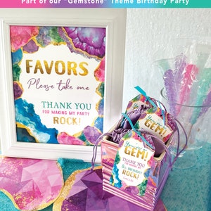 Gemstone Favor Tag PRINTABLE, Gemstone Birthday Party Gift Tag, "you're ...