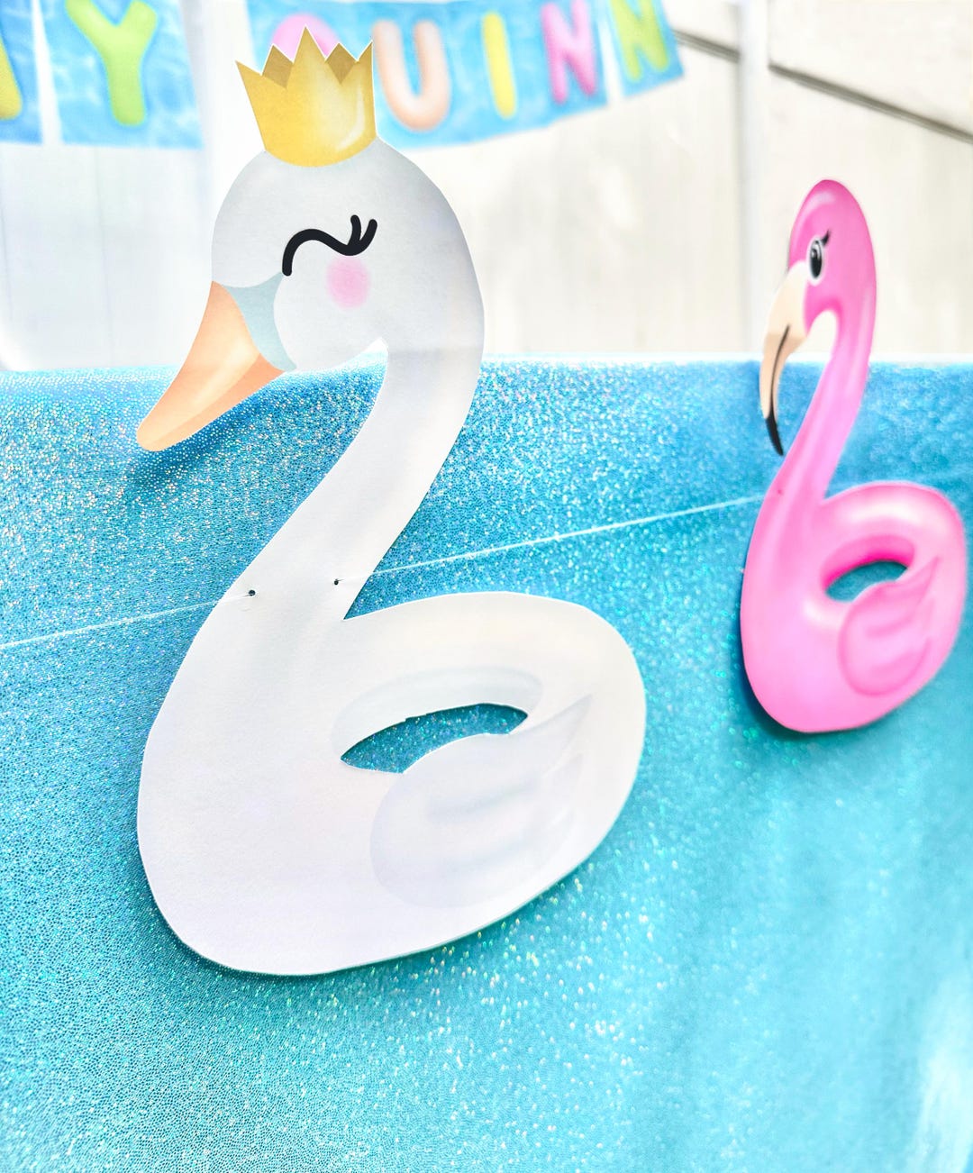 Swan Pool Float Garland PRINTABLE, Pool Floatie Party Banner, Swan ...