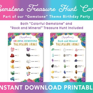 Rock Mineral Gem Scavenger Hunt Card PRINTABLE, Gemstone Treasure Hunt ...