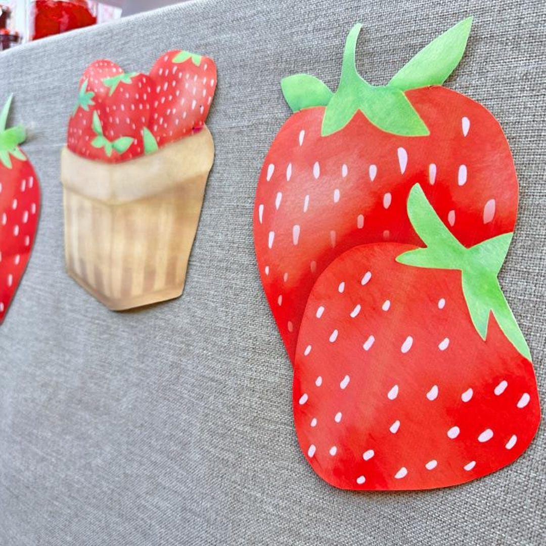 Strawberry Garland PRINTABLE, Strawberry Birthday Party Decorations ...